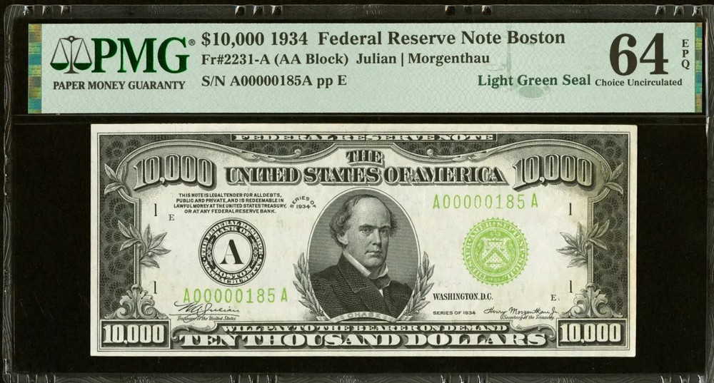 Nota rara de 10 mil dólares é leiloada por mais de R$ 2 milhões