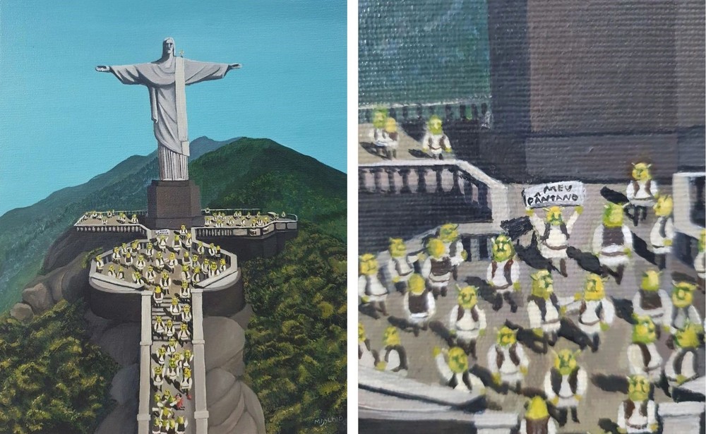 Artista pinta Shrek em pontos turísticos brasileiros e viraliza nas redes