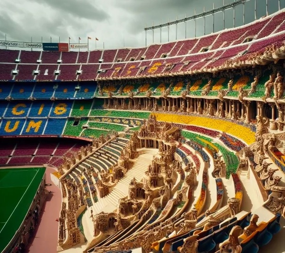 Inteligência artificial mostra como seria Camp Nou projetado por Gaudí ...