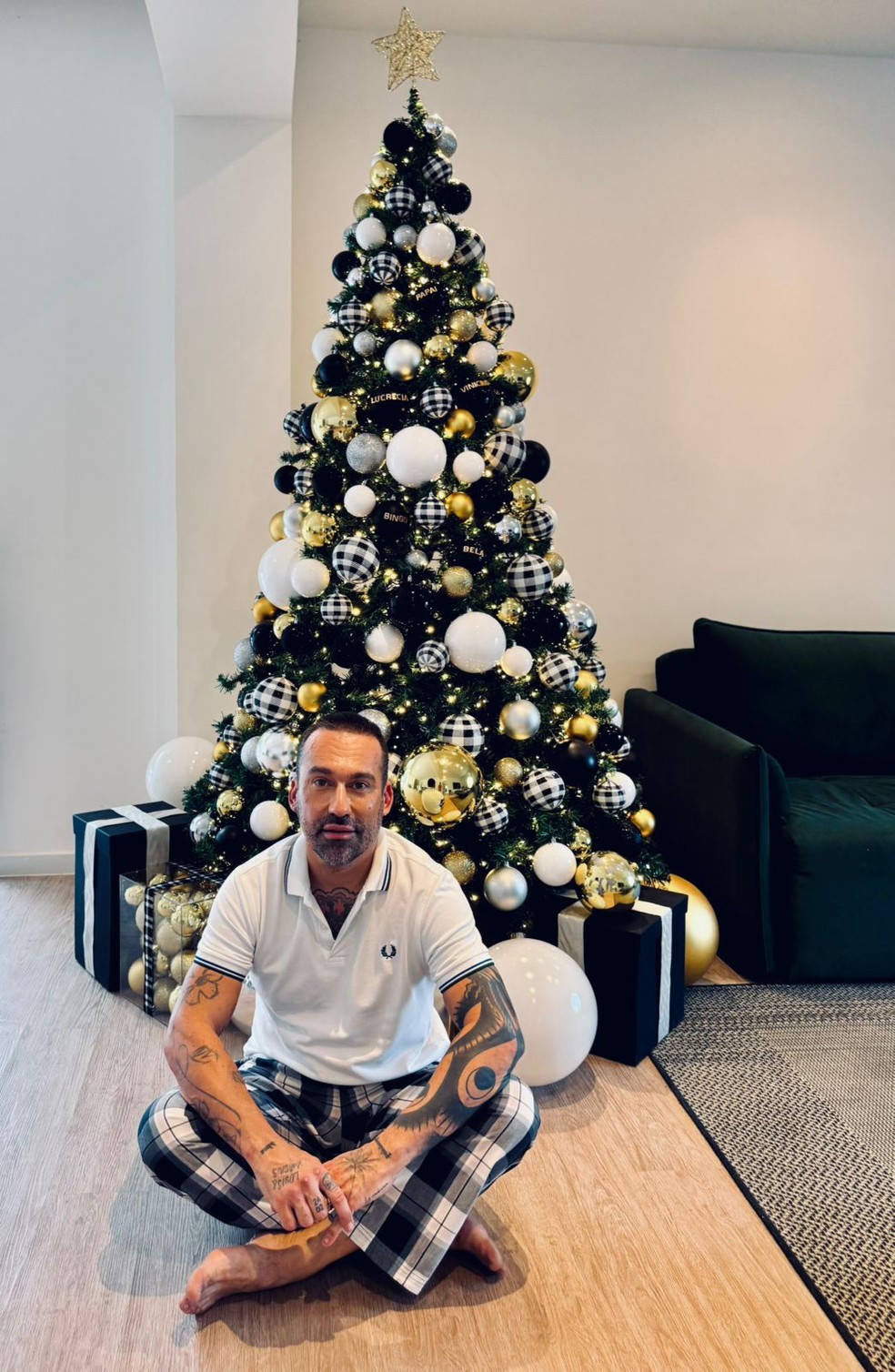 Apresentador francês Benjamin Cano mostra árvore de Natal de 2 metros ...